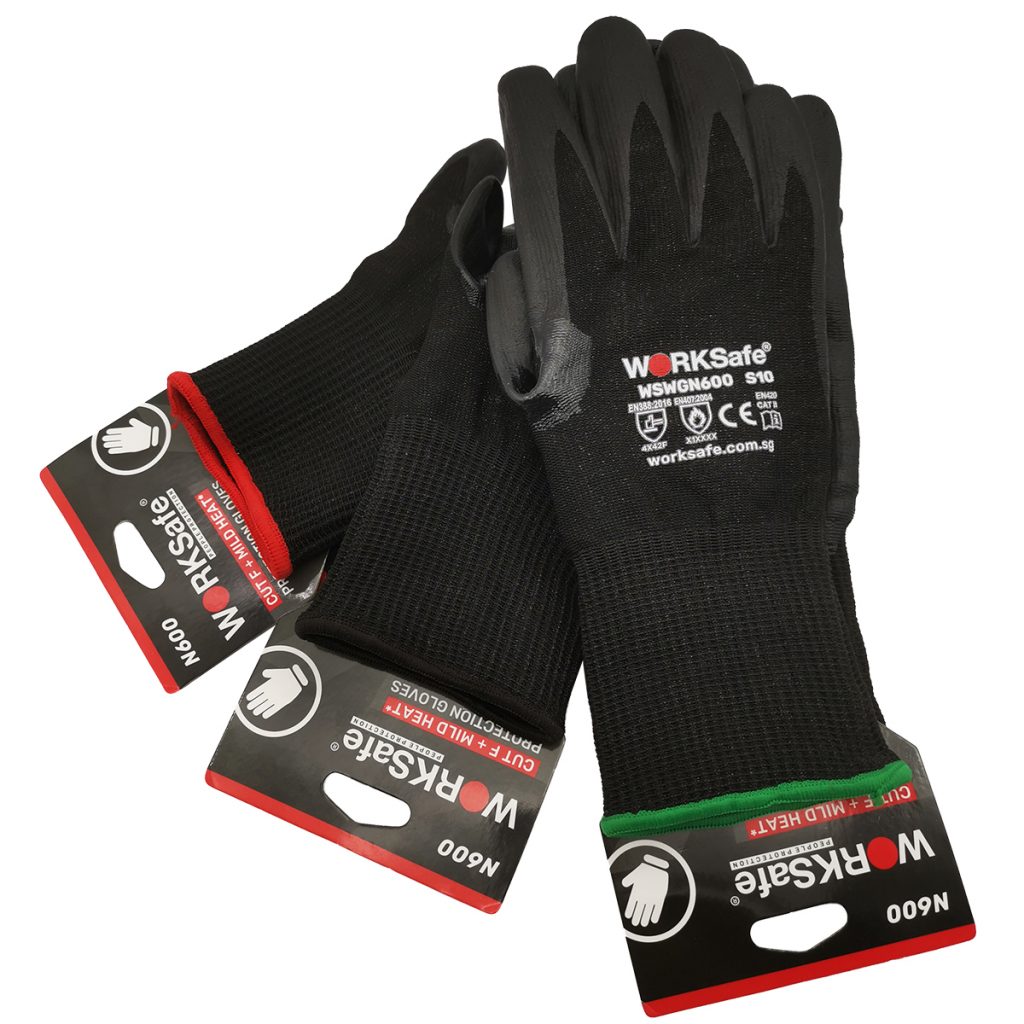 WORKSafe® N600 NITRILE MICROFOAM PALM COATED SAFETY GLOVES, CUT LEVEL F ...