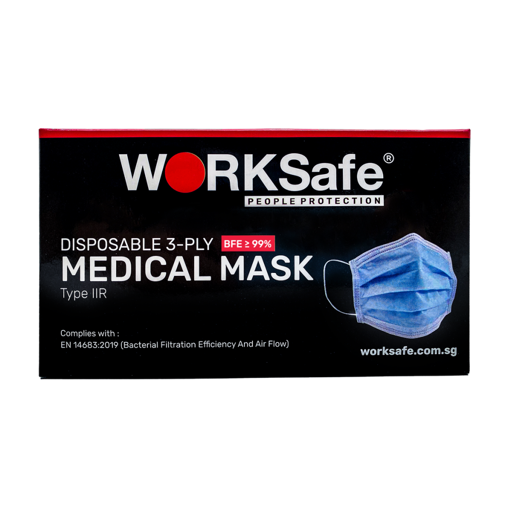 WORKSafe® DISPOSABLE TYPE IIR 3 PLY MEDICAL MASK (BFE) ≥ 99% - WORKSafe