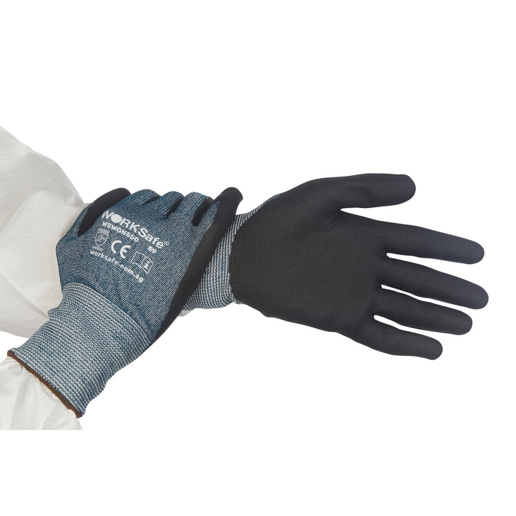 WORKSafe® N550 NITRILE MICROFOAM NYLON LINER SAFETY GLOVES, CUT LEVEL D ...